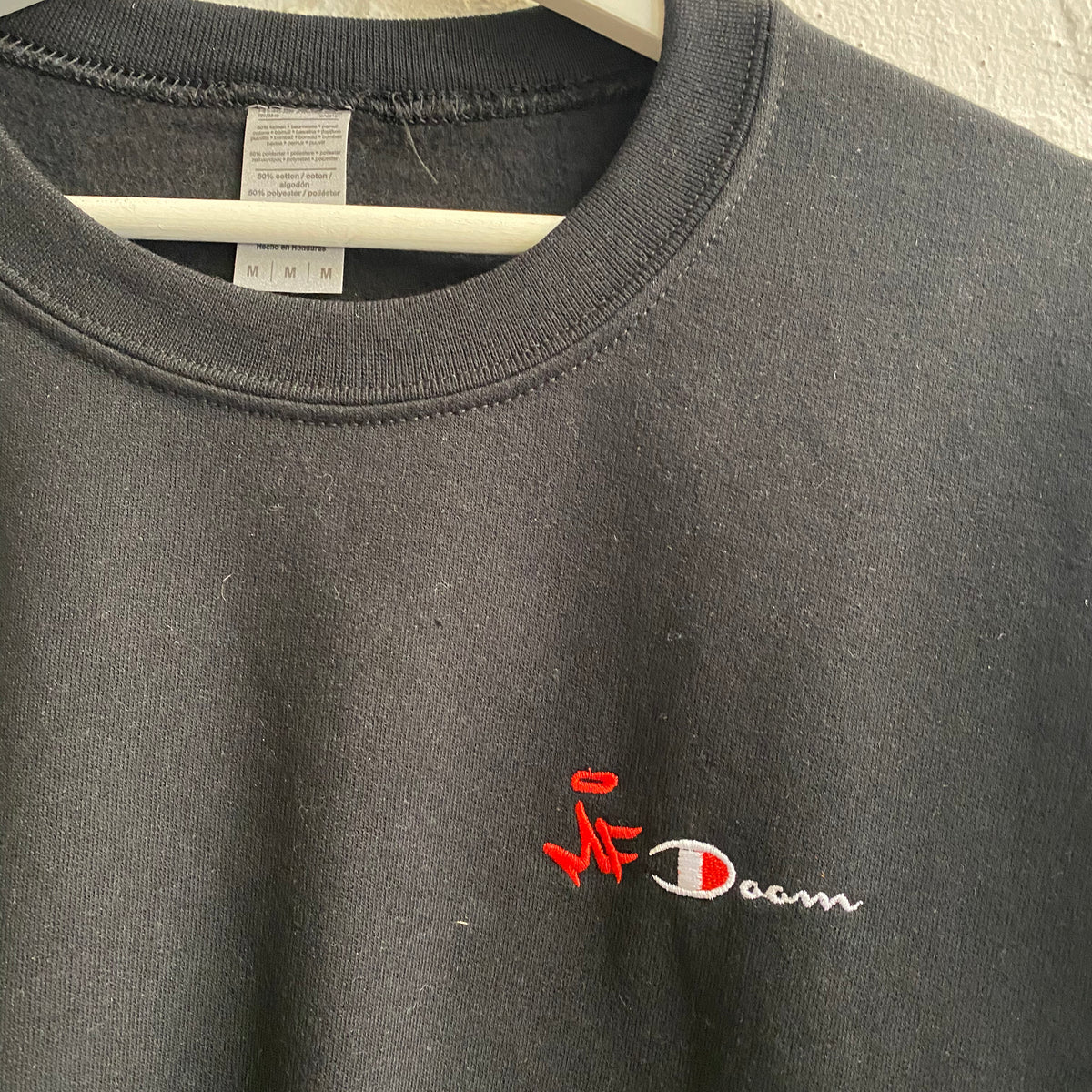 MF Doom Champion Embroidered Sweatshirt In Black Or Navy – Actual Fact ...