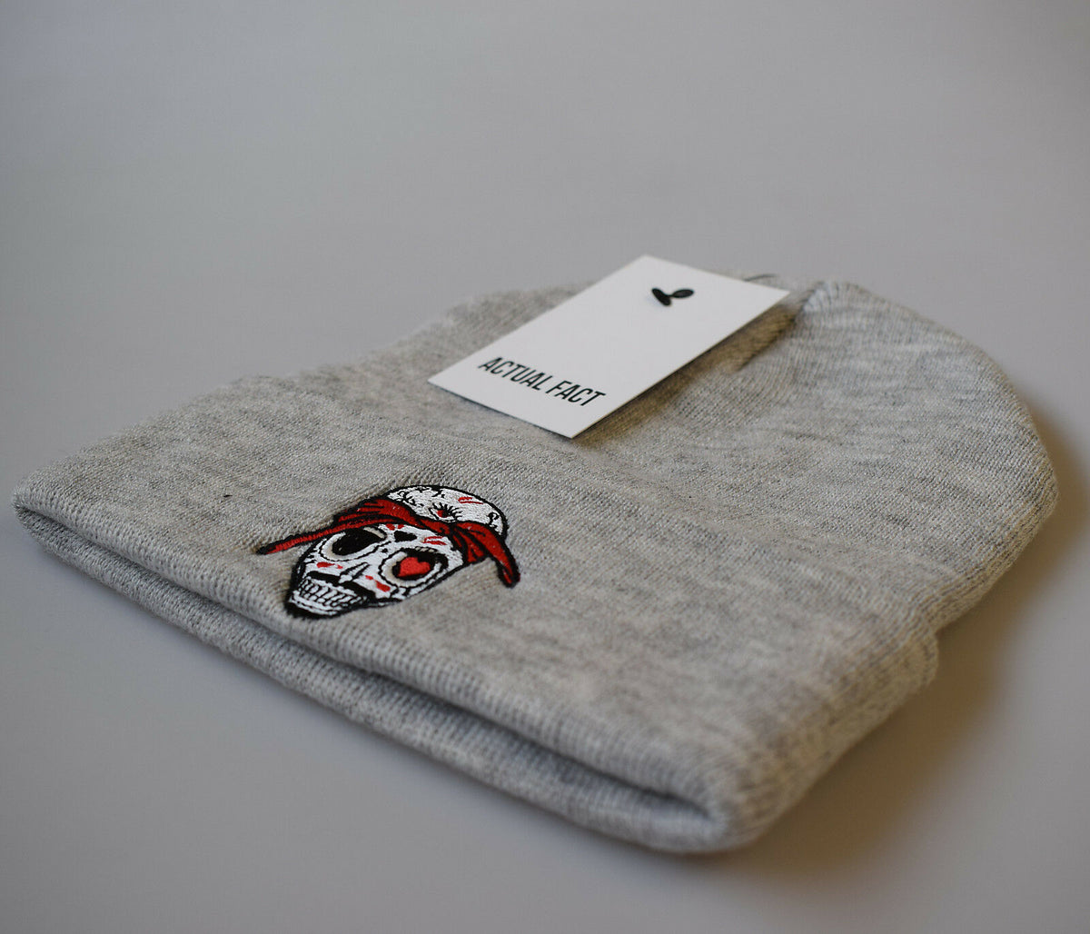 Tupac Day Of The Dead Roll Up Beanie In Grey – Actual Fact Clothing