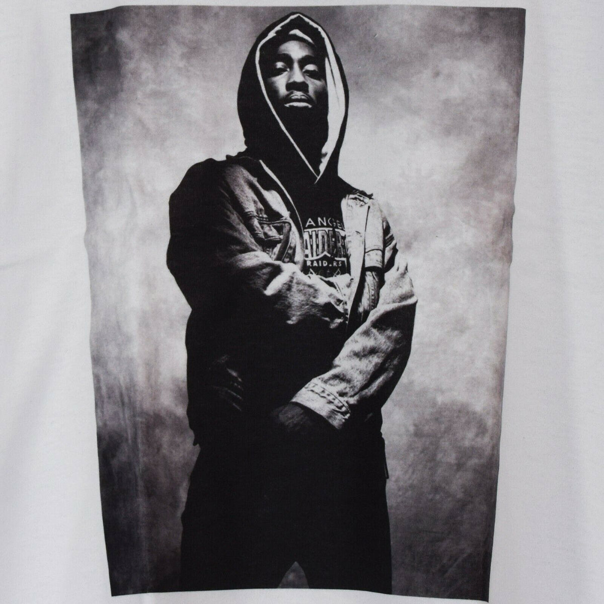 Tupac Hood Printed Tee In White – Actual Fact Clothing